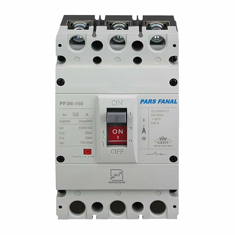 کلید اتوماتیک 32آمپر(فیکس) غیرقابل تنظیم حرارتی-مغناطیسی پارس فانال-PF3N - الکترو ابراهیمی