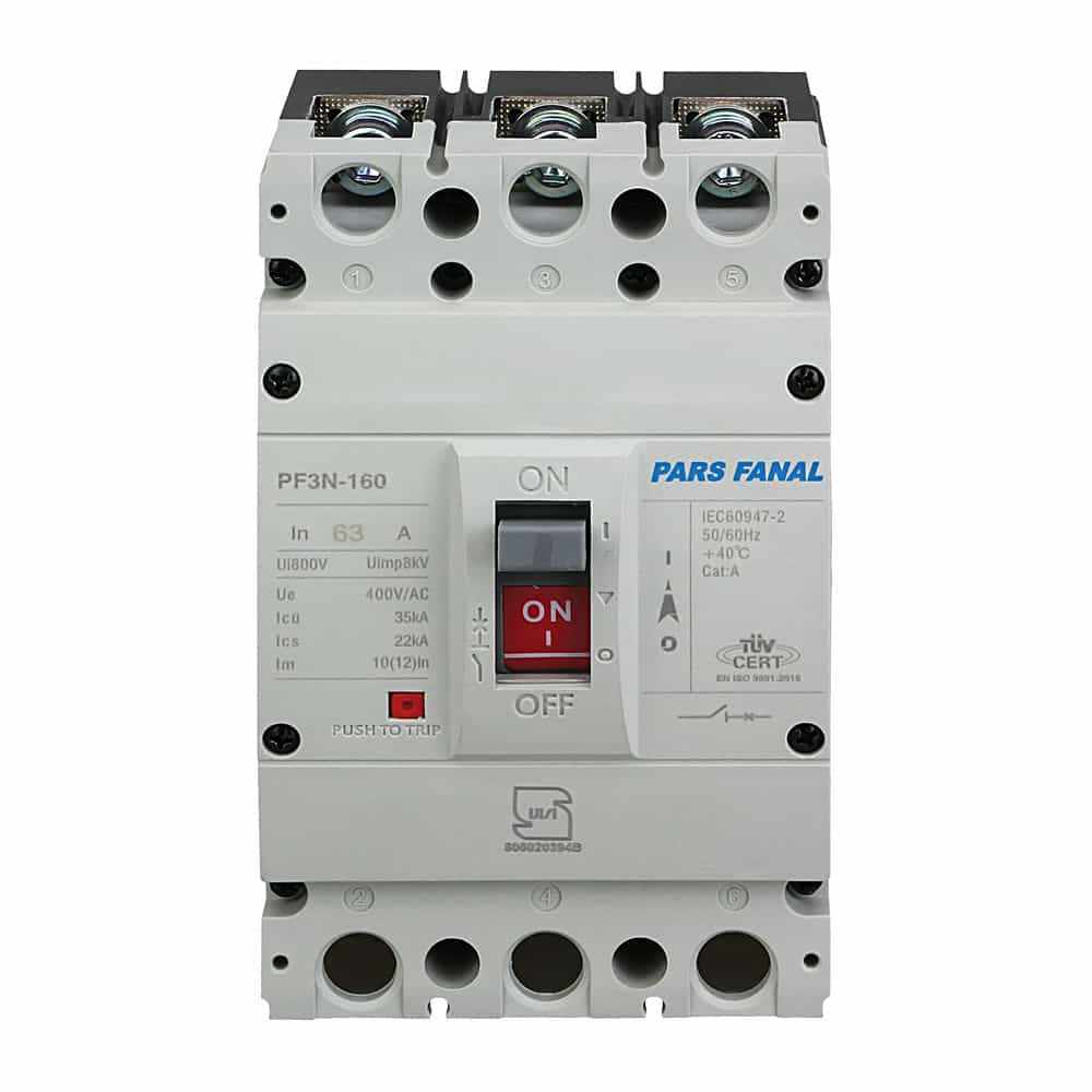 کلید اتوماتیک63آمپر(فیکس) غیرقابل تنظیم حرارتی-مغناطیسی پارس فانال-PF3N - الکترو ابراهیمی